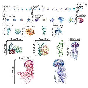 wondever Under The Sea Jellyfish Wall Stickers Ocean Seaweed Peel and Stick Wall Art Decals for Baby Nursery Kids Bedroom Bathroom