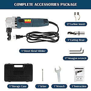 POWLAB Sheet Metal Nibbler Electric Metal Nibbler Cut 1.8mm/0.07'' Steel Plate Metal Nibbler Cutter Sheet Steel Nibbler with 1700RPM High Speed Rotor for Cutting Stainless Steel,Aluminium, Plastic