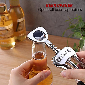 AIPNIS Personalise Wing Corkscrew,Multifunctional Wine Beer Bottle Opener,Custom Gift Corkscrew Suitable for Kitchen Castle Restaurant Bar,Wine Cork and Beer Cap Remover