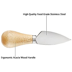 Fasmov 8 Pieces Cheese Knives Set with Acacia Wood Handle, Stainless Steel Mini Cheese Knife Set for Charcuterie and Cheese spread, 2 Cheese Knife, 2 Cheese Shaver, 2 Cheese Spreader, 2 Cheese Fork