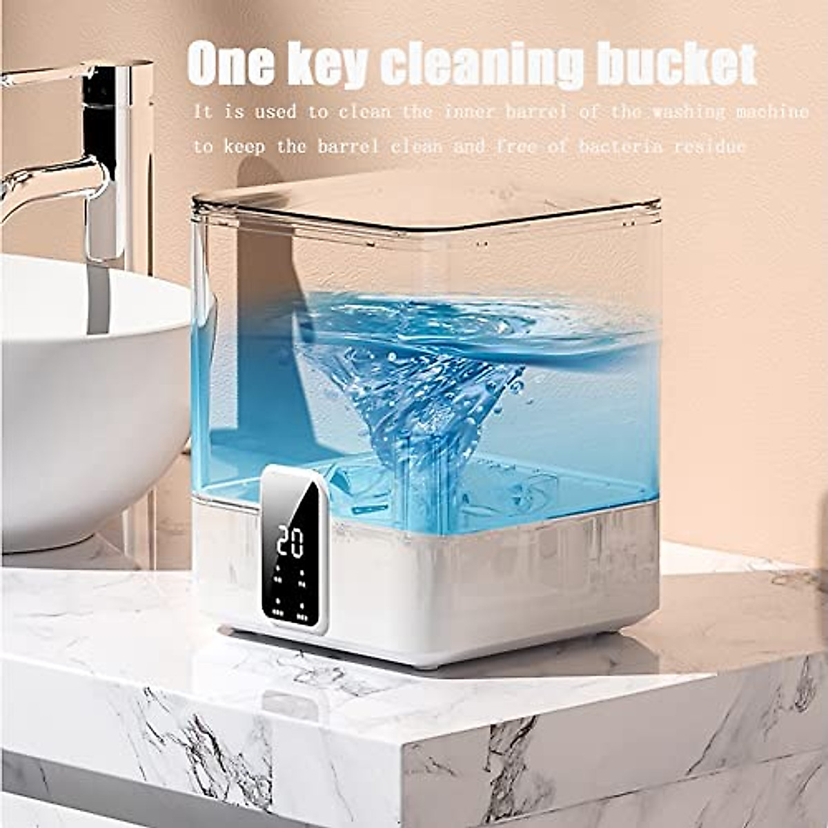 Small Washing Machine Mini Washer Fully Automatic Mini Small Portable Clothes Washing Machine Underwear Washer Electric Compact Laundry Machines Desktop Washing Machine（White）