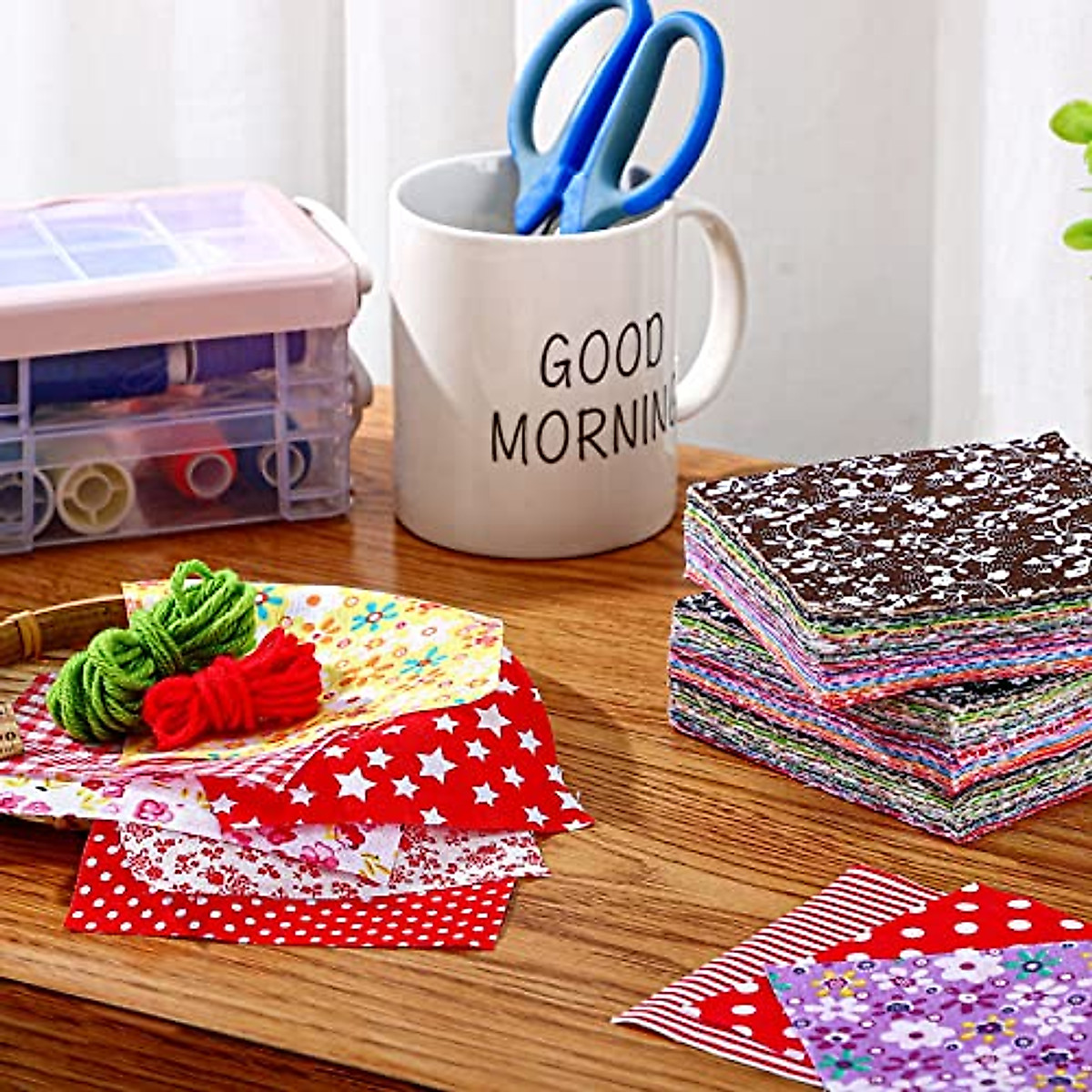 100 Pcs 8 x 8 Inch Cotton Fabric Square Patchwork Fabrics No Repeat Cotton Printed Floral Craft Quilting Fabric Craft Flower Fabric Patchwork Bundles for DIY Handmade Cloths Sewing Supplies