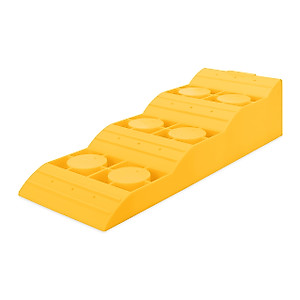 Camco Yellow Drive On Tri-Leveler, Raises Your RV Up by 3-7/8" Works on Any Tire , Has Built In Handle, Load Capacity of 3500 lbs, Durable Non Slip Surface (44573)