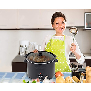 Courant Slow Cooker 5.5 Quart Crock, with Easy Cooking Options, Dishwasher Safe Pot and Glass Lid, Matte Black
