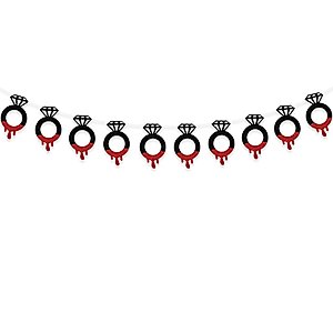 Halloween Diamond Ring Banner Blood Horror Ring Bride to Be Garland Engagement Bachelorette Party Spooky October Bridal Shower Wedding Decor Black