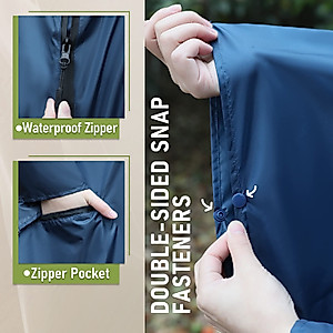Women Waterproof Rain Poncho with Pockets Navy, One Size