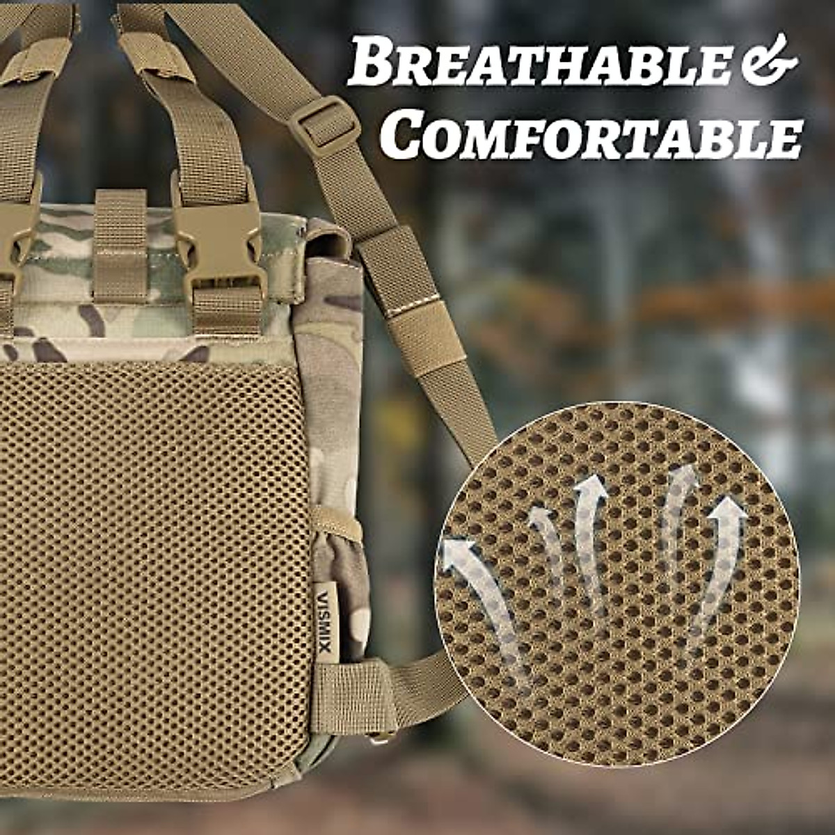 VISMIX Binocular Harness, Adjustable Binocular Harness Chest Pack with Rain Cover for Hunting Hiking Shooting