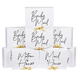 Xylitic 8 Pack Bridesmaid Proposal Box Set with Ribbon, Maid of Honor Proposal Box, Bridesmaid Boxes, Matron of Honor Proposal Gift Box, Bridesmaid Proposal Gifts