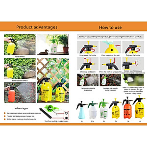 CLICIC Garden Pump Sprayer Portable,Hand-held Lawn Pressure Pump Sprayer Bottle with Adjustable Nozzle for Spraying Weeds/Watering/Home Cleaning/Car Washing 1 Gallon
