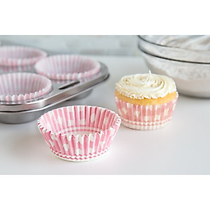 Fox Run Gingham Bunny Bake Cup Set, Standard, 50-Count, Pink