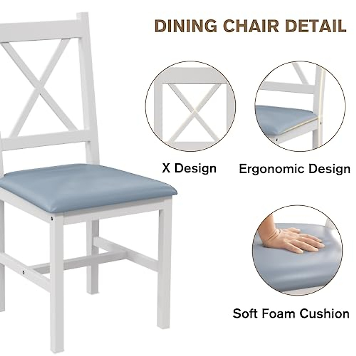 Alohappy Dining Room Table Set for 4, 5 Piece Kitchen Table Set Morden Wood Rectangle Breakfast Table and Chairs for Small Space (Blue)