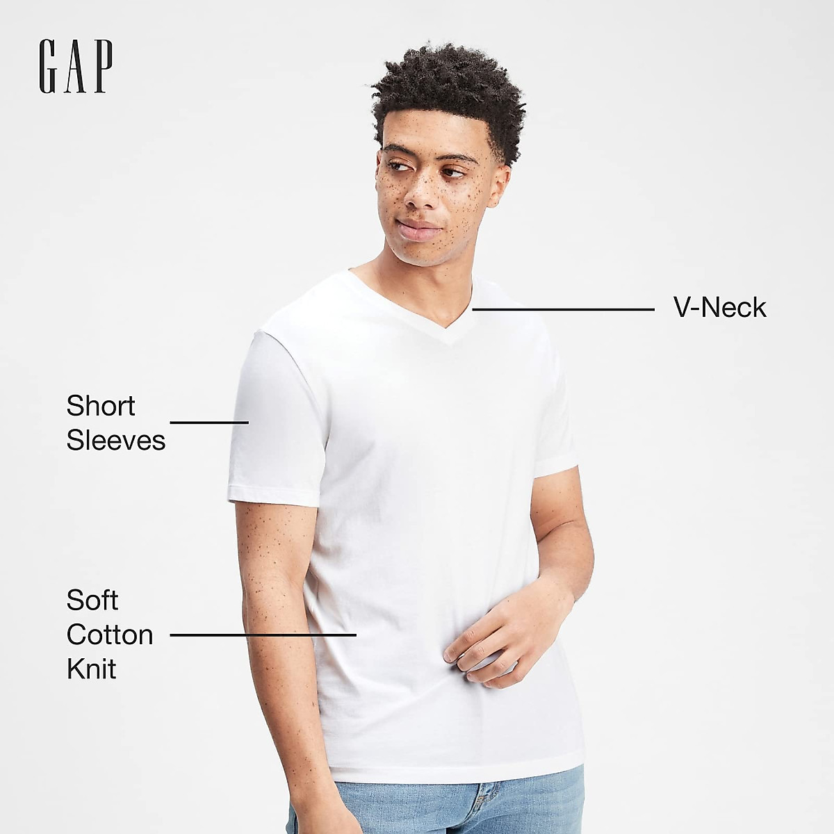 GAP Mens Everyday Short Sleeve V-Neck T-Shirt T Shirt, Light Heather Grey B08, Large US