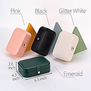 Smileshe Jewelry Box, PU Leather Small Portable Travel Case, 2 Layers Organizer Display Storage Holder Boxes for Rings, Earrings, Necklaces, Bracelets