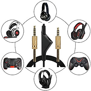 EARLA TEC Replacement Cord for Astro A40 A10,2.0 M 6.5 Feet Audio Cable Aux Wire Compatible with A10 A40 A40TR Gaming Headsets with Volume Control (Volume Control, Black)