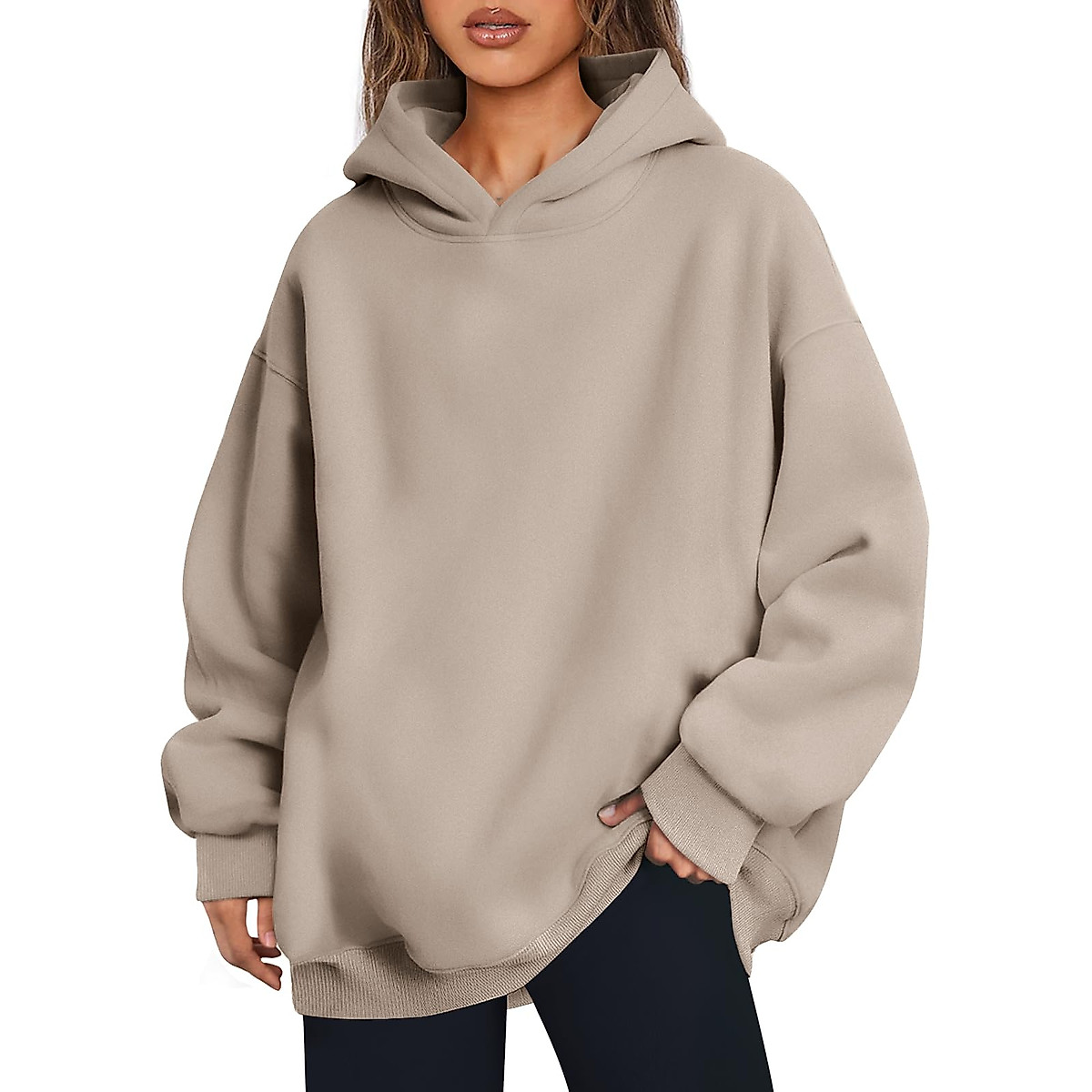 Trendy Queen Womens Oversized Hoodies Fleece Hooded Sweatshirts Casual Pullover Fall Winter Outfits Long Sleeve Tops 2025 CoffeeGrey XL