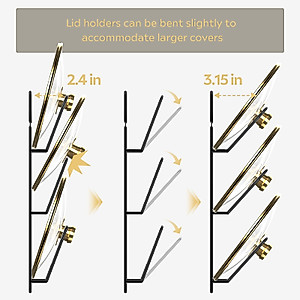 Jusgem 2 Pack Pot Lid Organizer Rack, 6-Tier Pots and Pans Lid Holder Organizer inside Cabinet or Wall/Door, No-Drill Adhesive Mount for Kitchen Storage (Black)