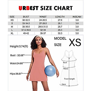 Women's Exercise Workout Dress with Built-in Bra & Shorts Sleeveless Tennis Golf Athletic Dress with Pockets Pink S