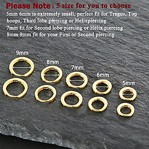 925 Sterling Silver Small Gold Hoop Earrings for Women Girls 14K Gold Huggie Earrings Tiny Hypoallergenic Cartilage Earrings Hoops 5mm 6mm 7mm 8mm 9mm 10mm 12mm