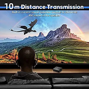 Bluetooth 5.0 Transmitter and Receiver, 2-in-1 Wireless Bluetooth Adapter,Low Latency Bluetooth Audio Adapter for TV, Bluetooth Earphone, Car, Home Stereo System (Black)