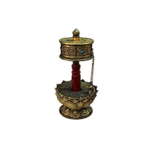 Tibet Tibetan Buddhism Buddha Prayer Wheel Display Stand - Hand Held Prayer Wheel Base Stand, Hand Held Prayer Wheel Holder for Hand Held Prayer Wheel(NO Prayer Wheel) (Bronze)