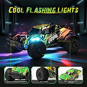 kolegend RC Cars 13 Inch Colorful Bodylight Remote Control Car for Boys 50+min Play with 2 Rechargeable Batteries, 20 km/h All Terrains Off Road RC Trucks Birthday Gift