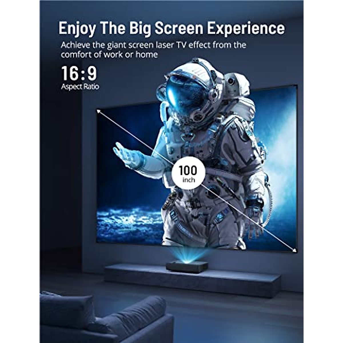 Projector Screen, Paris Rhône 100” 4K Ultra HD 16:9 Ambient Light Rejecting Fixed Frame ALR Projector Screen, Ceiling Light Rejecting Projection Screen for Ultra-Short Throw Projectors