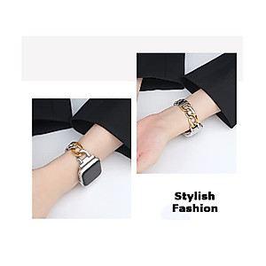 Kolgios 38/40/41mm Gold&Sliver Two Tone Cool Women Chain Smartwatch Bands Compatible for Apple Watch Series Band 9/8/7/6/SE/5 Stylish Adjustable Replacement Bracelet for Iwatch 8/9 Gift for Her