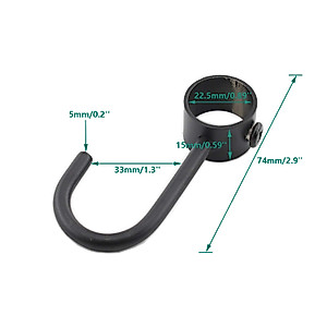 Ulifestar Stainless Steel Closet Rod Hooks, Heavy Duty Utility Hooks for Hanging Pots,Pans,Mugs,Towels,Oven Mitts,Adjustable J Typed Kitchen Hooks Fit for 22mm Rod 5 Pack Black