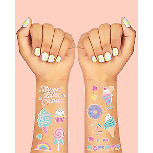 xo, Fetti Donut Party Valentine's Day Supplies Temporary Tattoos - 48 Glitter Styles | Dessert Birthday, Ice Cream, Cupcake, Candy, Vday