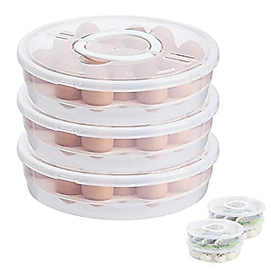 Ternual Multipurpose Pie Carrier with Lid and Handle Egg Container Holds Pies 30 Eggs 12/3.5 Inches Suitable for Cheese Cake, Corn Pie, Fruit White Clear Visible