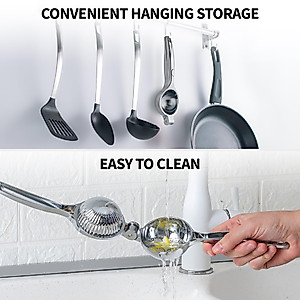 Zulay Kitchen Lemon Squeezer - Stainless Steel, Easy to Use Lemon Juicer Squeezer - Sturdy, Easy to Clean Lemon Juicer - Metal Lemon Press Juice Press - Citrus Juicer, Handheld Juicer - Silver