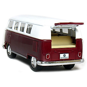 KiNSMART 1962 Volkswagen Classic Bus 1:32 Scale 5" Die Cast Metal Model Toy Car Maroon