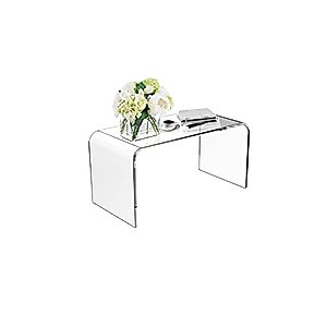 Odoor Direct Modern Acrylic Coffee Table, 32" x 16" x 16" Waterfall Acrylic Side Table with PVC Mat, 0.5" Thick Rectangle Clear Coffee Table for Living Room, Bedroom, Bathroom, Clear