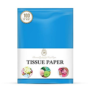 Bright Blue Tissue Paper for Gift Wrapping, Gift Packaging, Floral, Birthday, Christmas, Halloween, DIY Crafts and More | 15" X 20" 100 Sheets
