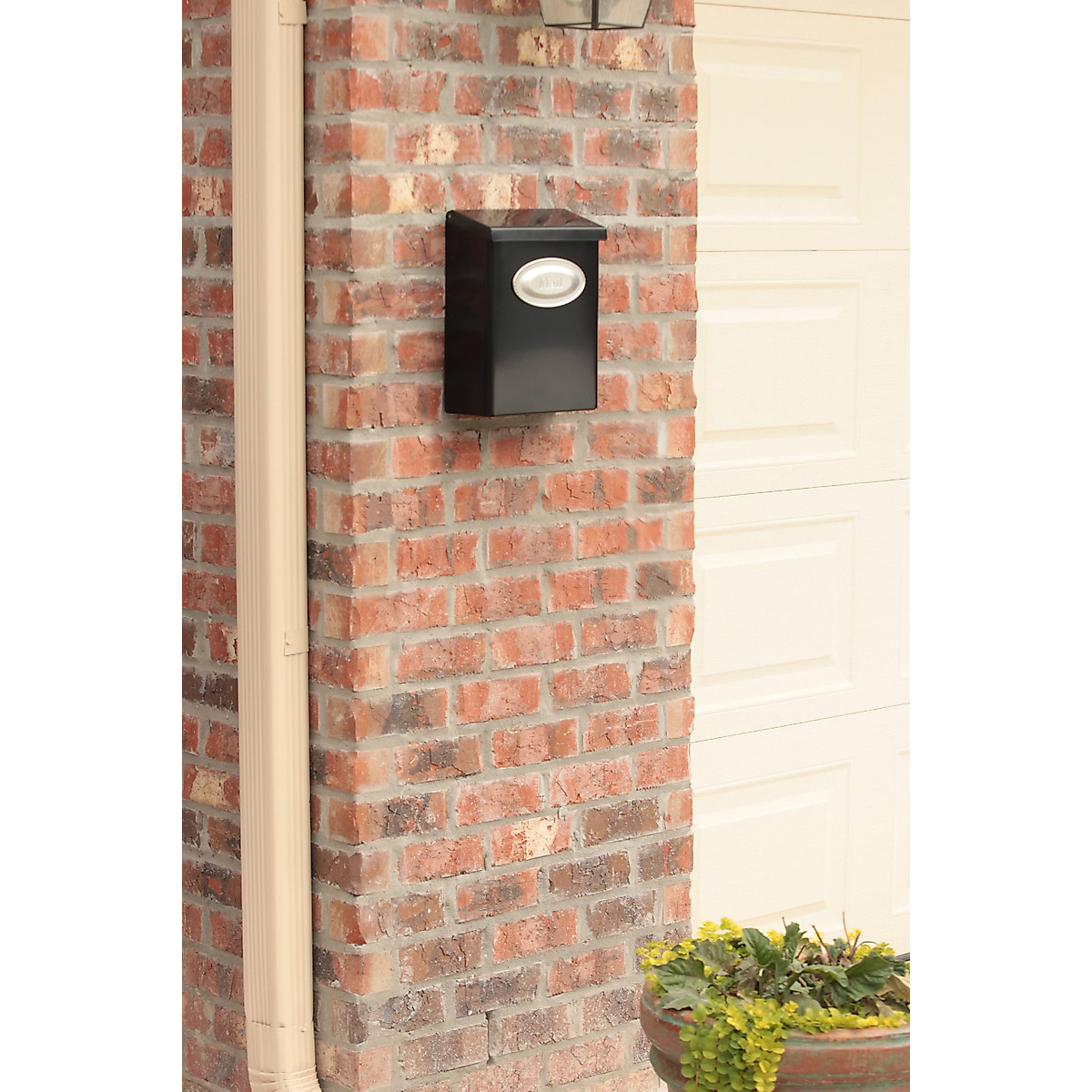 Architectural Mailboxes Designer Galvanized Steel, Locking Wall Mount Mailbox, Black with Satin Nickel