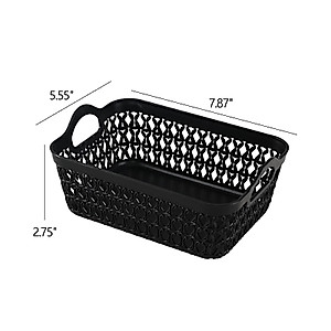 Julyeen 12 Packs Desktop Storage Basket Tray, Plastic Small Shallow Tray Set, Black