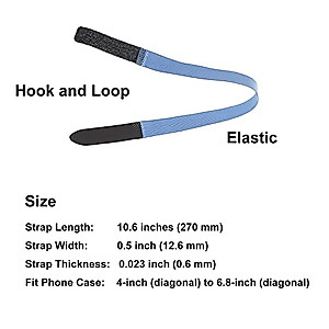 TFY Security Elastic Phone Strap, Universal Slim Hand Finger Grip, Non-Slip Cell Phone Holder, fit Most Smartphones Case - 2 Pieces (Blue)