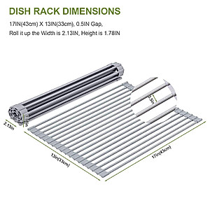 VIPointStar Roll Up Dish Drying Rack Over Sink, 17 X 13IN, Sink Rack Cover, Food Grade & BPA Free Silicone Over Sink Foldable Dish Rack, Dish Drying Rack for RV Sink Cover/Kitchen, Easy Clean