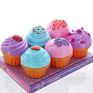 GIFTEXPRESS 6 PCS Pretend Play Food Dessert Set, Mini Toy Cupcakes for Kids, Petite Pastries Toys