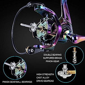 Sougayilang Fishing Reel, Colorful Ultralight Spinning Reels with Graphite Frame 6.0:1 High Speed, Over 39 lbs Carbon Drag for Saltwater or Freshwater Fishing- SC2000