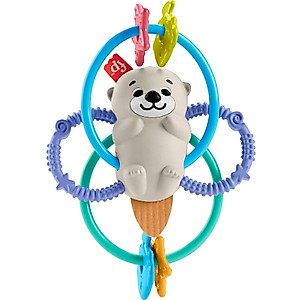 Fisher Price Baby Toys Twist & Teethe Otter 2-In-1 Rattle and Bpa-Free Teether with Textured Rings for Infant Fine Motor Play