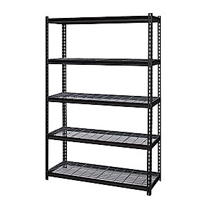 Iron Horse 2300 Deck Wire Shelving Unit, 5 Shelf, 18" x 48" x 72", Black, Black & Zinc