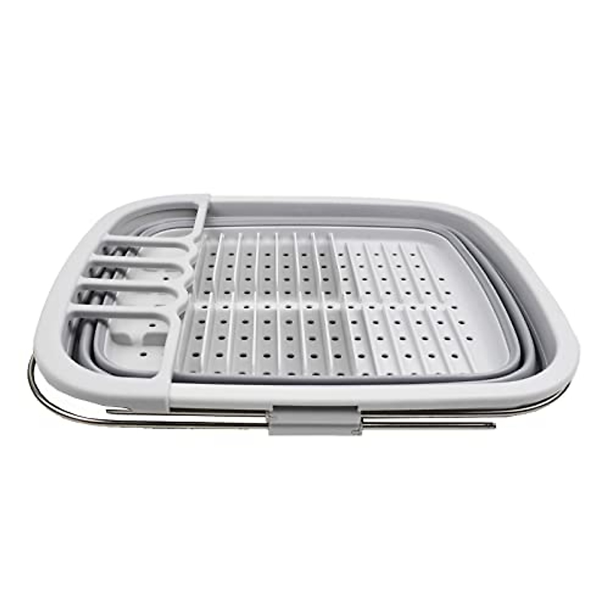 SAMMART 8L (2.11Gallons) Expandable Collapsible Dish Drainer - Foldable Drying Rack - Portable Dinnerware Organizer - Space Saving Kitchen Storage Tray (Grey, 1)