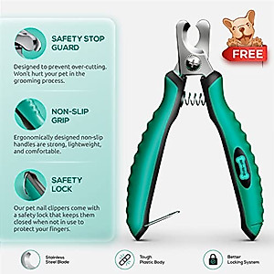 Ruff 'N Ruffus Deshedding Brush for Dogs & Cats - Reduces Shedding by up to 95% with Detachable Head & Non-Slip Grip, Comes with Free Nail Clippers, Suitable for All Breeds