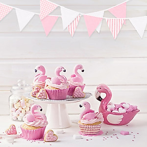 GCQQ 40Ft Pink White Party Decoration, 42Pcs Large Striped and Checkered Fabric Banner Garland, Triangle Banner Flags for Valentine's Pink Party, Wedding, Bridal Baby Shower, Home Nursery Decoration