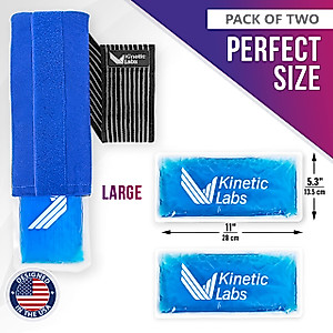 Reusable Ice Pack Wrap with Extra Gel Pack by Kinetic Labs - HSA FSA Eligible Hot and Cold Pack - Ice Packs for Injuries Reusable (Large with Extra Gel Pack)