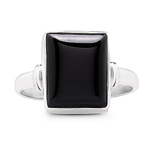 Square Black Onyx Ring 925 Sterling Silver Ethnic Vintage Tribal Gipsy Boho Look (7)
