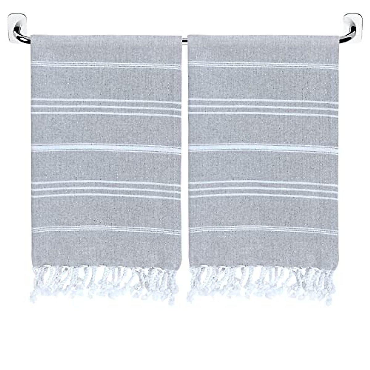 Blutao River Set of 2 Turkish Hand Towels for Bathroom & Kitchen - Decorative Turkish Hand Towel - Farmhouse Hand Towels Bathroom - 18x40 Bathroom Hand Towels Decorative Set - Light Gray
