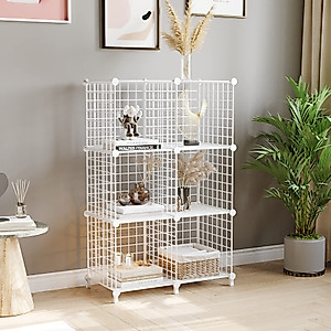 AWTATOS Wire Cube Storage Organizer, Closet Organizers and Storage, Metal 6 Cube Storage Shelves Bookshelf, Portable Closet Clothes Organizer for Bedroom, Home, Office, White