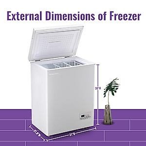 DEMULLER Chest Freezer 3.5 CU.FT Small Deep Freezer Compact Freezer Freestanding with Electronic Control Panel Top Open Door Freezer with 2 Removable Baskets for Apartment Dorm Office White